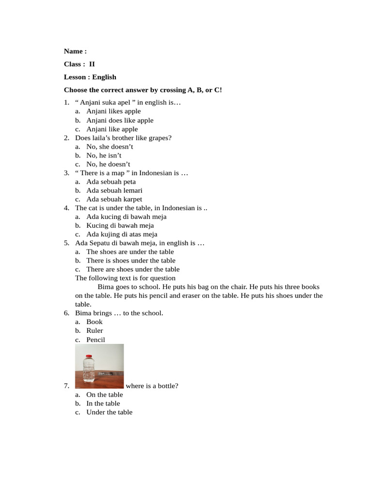 Soal Class 2 | PDF | Stationery | Writing Implements