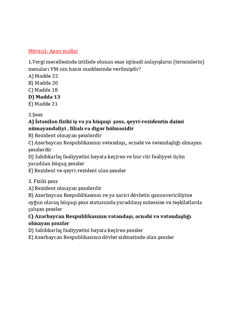 Vergi Hesabatlığı 10 Mövzuya QƏDƏR | PDF