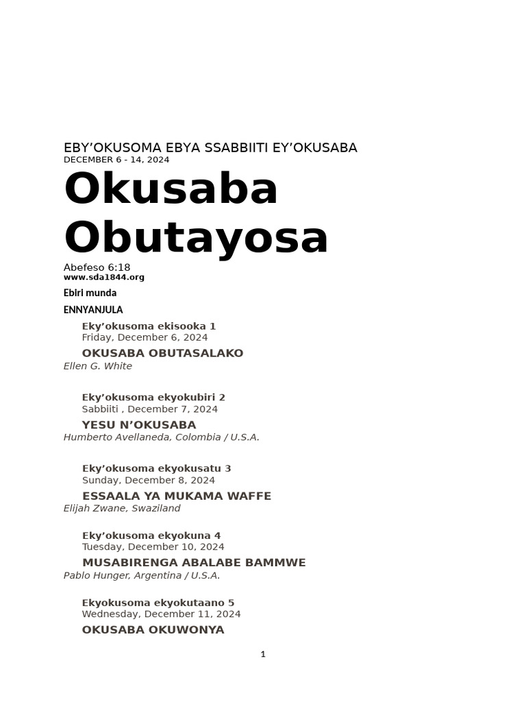 Eby'Okusoma: Okusaba mu Luganda | PDF | Bantu