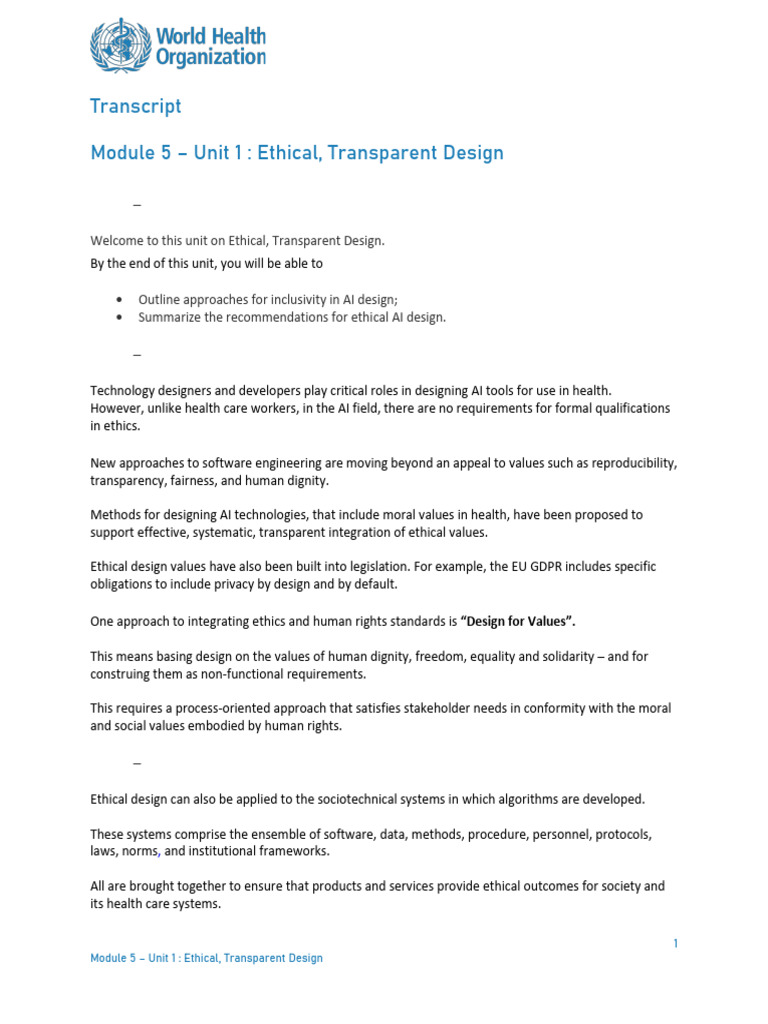 Ethical AI Design for Health Systems | PDF | Artificial Intelligence ...