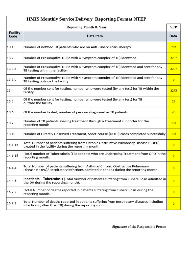 HMIS TB Format | PDF | Tuberculosis | Respiratory Diseases