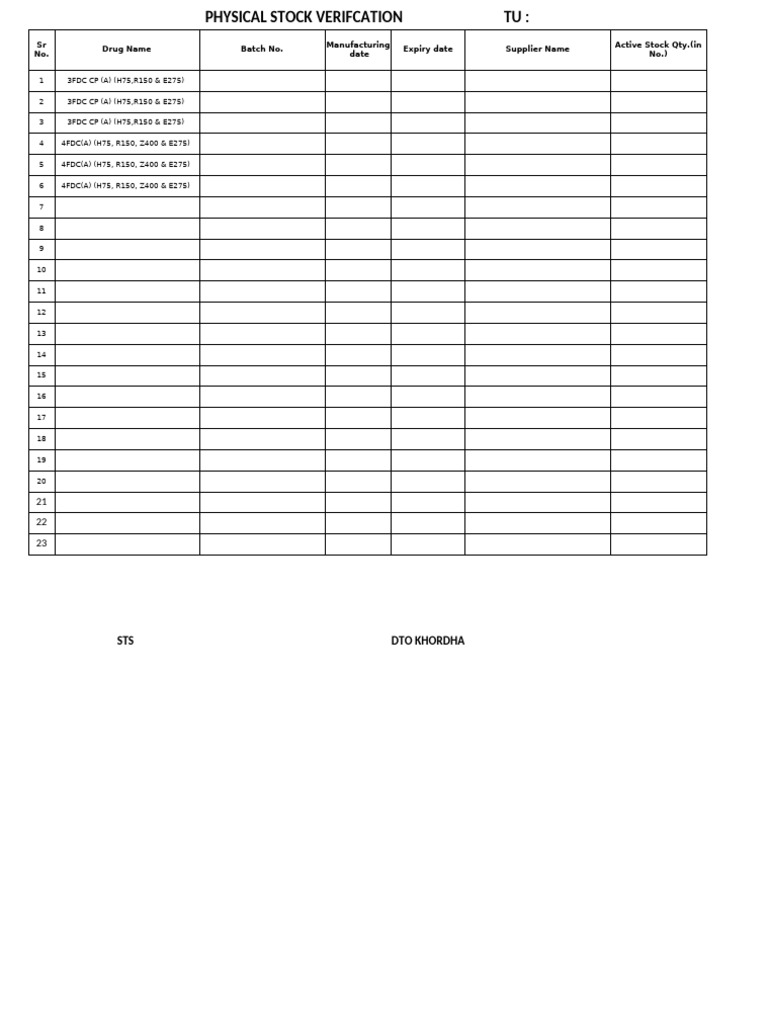 Physical Stock Verification Report | PDF