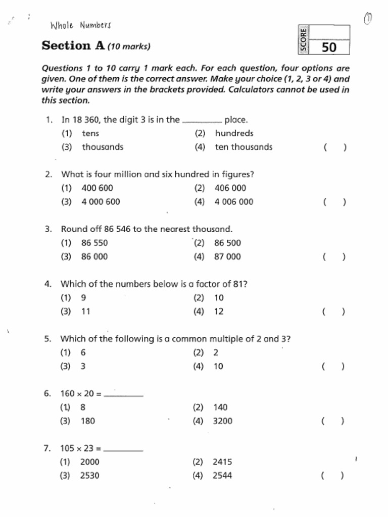 1 Whole Numbers | PDF