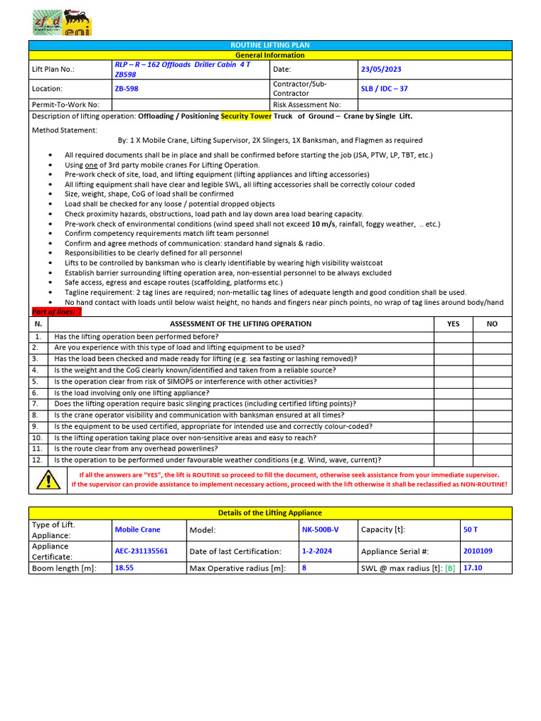 RLP – R – 154 Offloads Driller Cabin 4 T ZB598 | PDF | Crane (Machine)