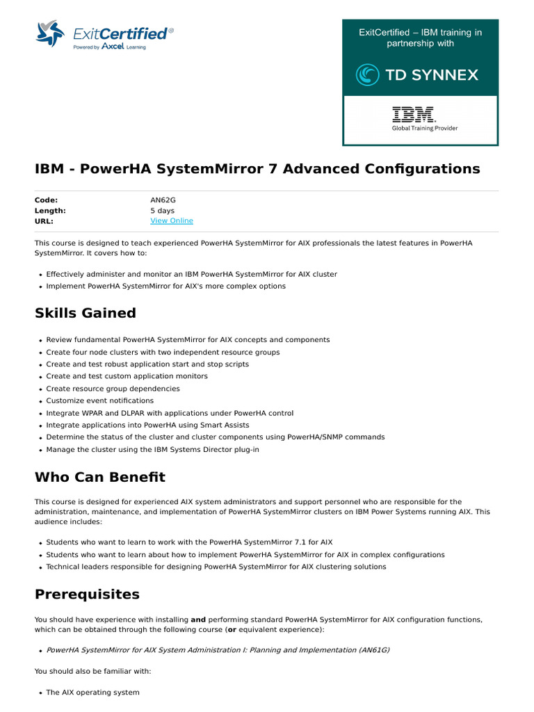 Powerha Systemmirror 7 Advanced Configurations | PDF | Computer Cluster ...