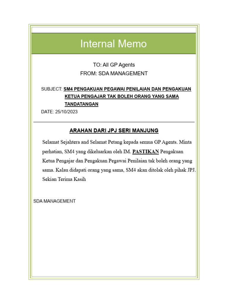 Internal Memo | PDF