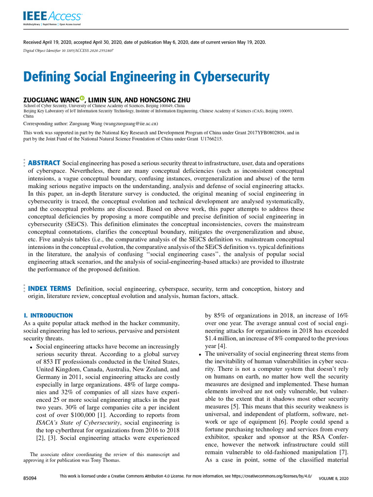 Defining Social Engineering in Cybersecurity | PDF | Social Engineering (Security) | Computer ...