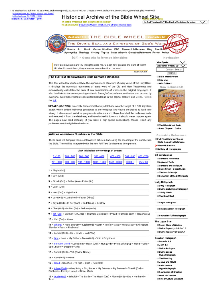 Bible Wheel Gematria Database Overview | PDF | Glory (Religion) | Jesus