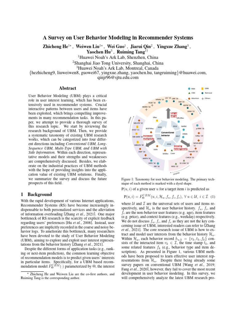 A Survey on User Behavior Modeling in Recommender Systems | PDF | Information | Memory