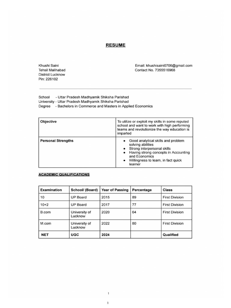 Khushi Saini Resume | PDF Khushi Saini Resume | PDF
