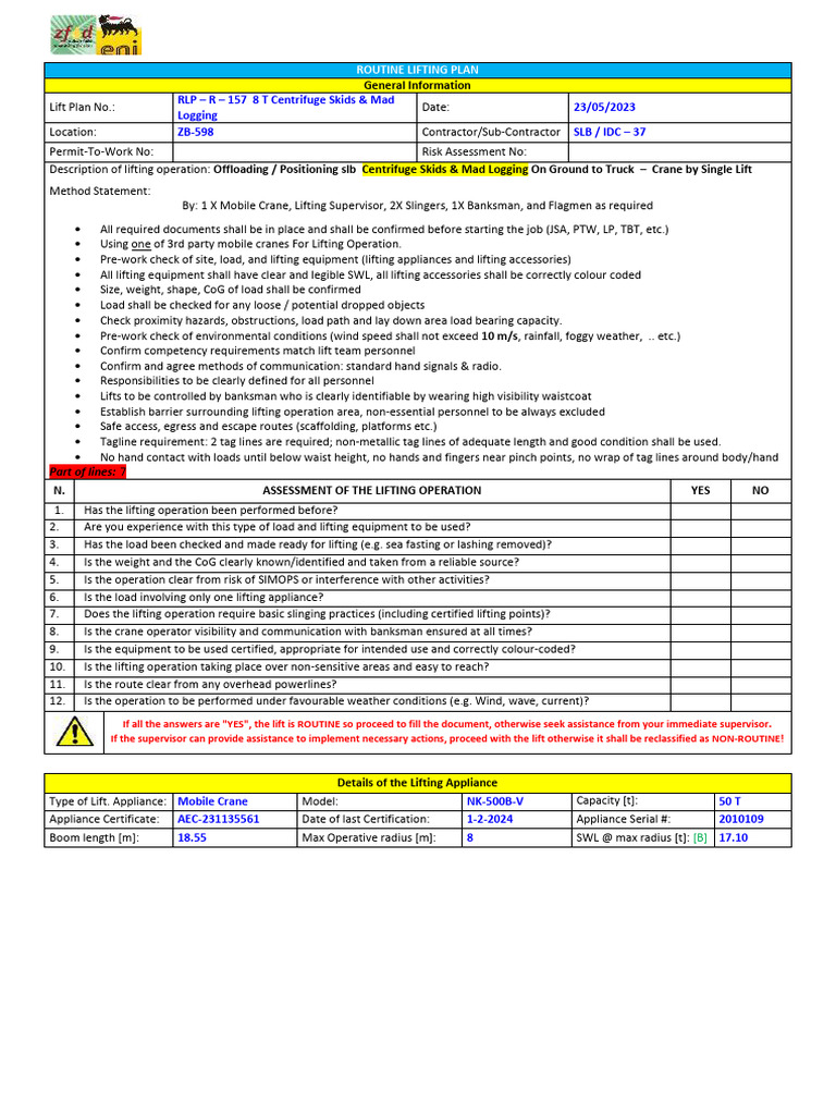 RLP – R – 157 8 T Centrifuge Skids & Mad Logging | PDF | Crane (Machine)