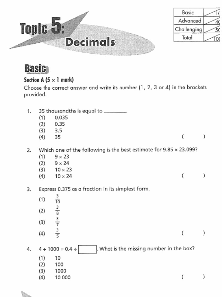 5 Decimals | PDF