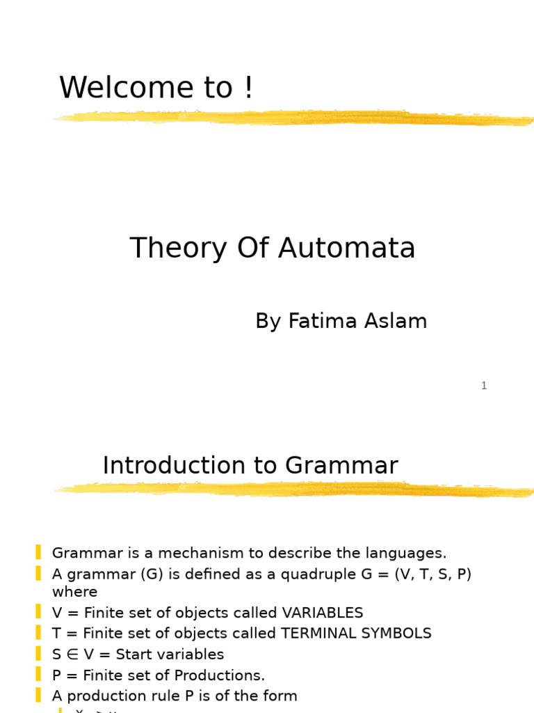 Lecture # 2 -- Grammar & Language | PDF | Automata Theory | Mathematical Logic