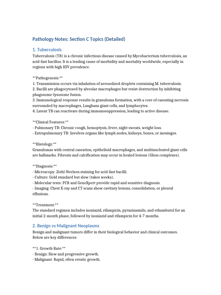 Pathology Notes Section C Detailed | PDF | Tuberculosis | Shock ...