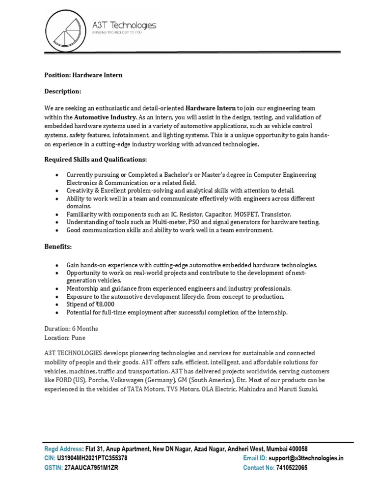 Hardware Intern Details | PDF | Computer Hardware | Embedded System