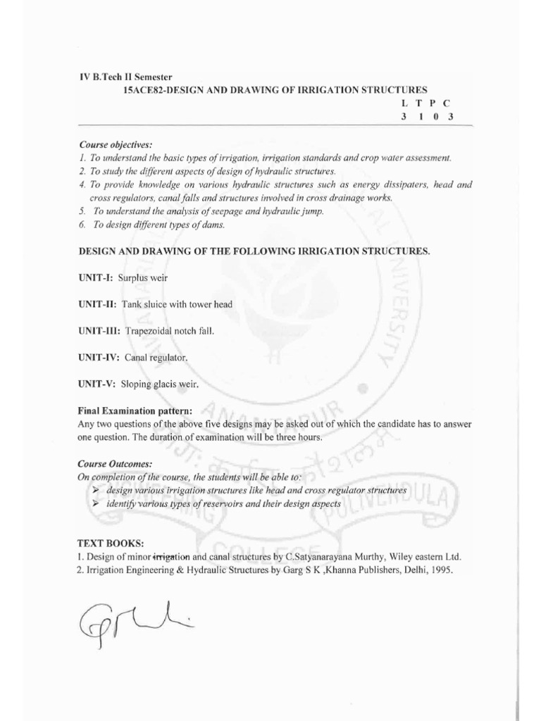 Design and Drawing of Irrigation Structures | PDF
