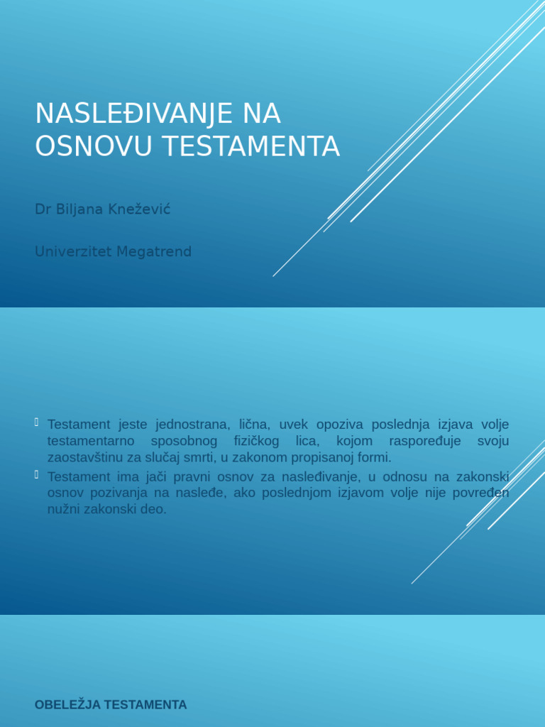 nasledjivanje na osnovu testamenta | PDF