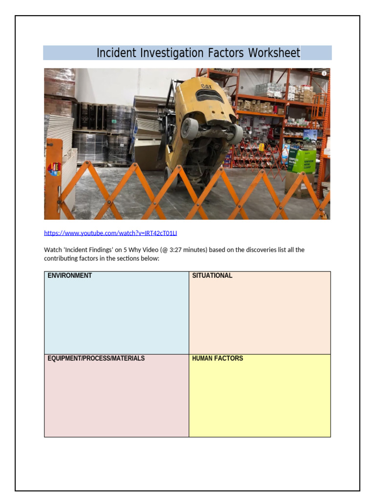 Incident Investigation Worksheet | PDF