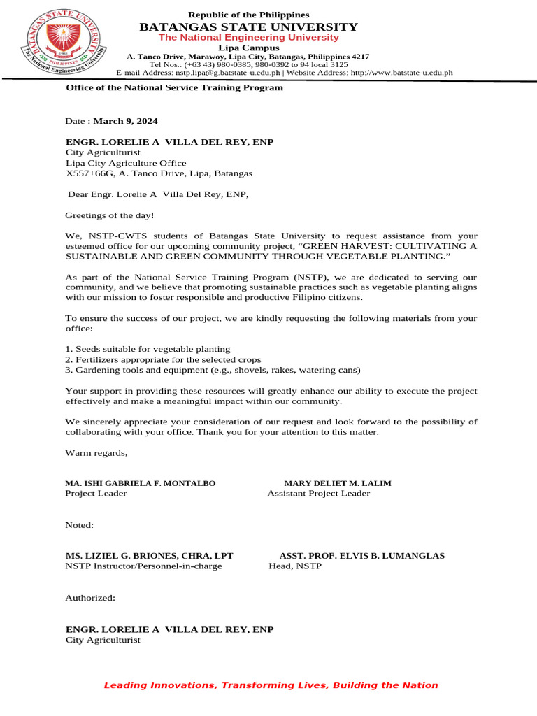 LETTER TO AGRI OFFICE (3) | PDF