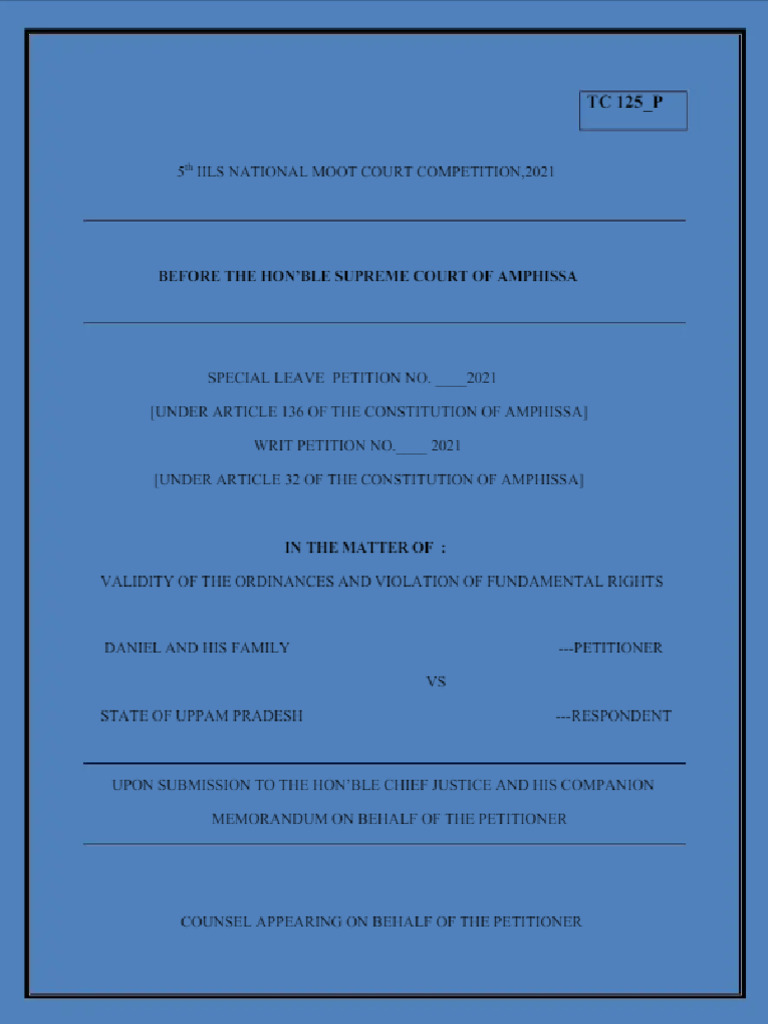 Sample Memorial (Petitioner) | PDF
