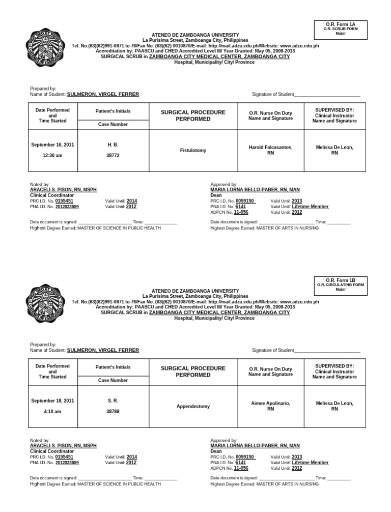 PRC - OR Major Format | PDF | Nursing | Medicine