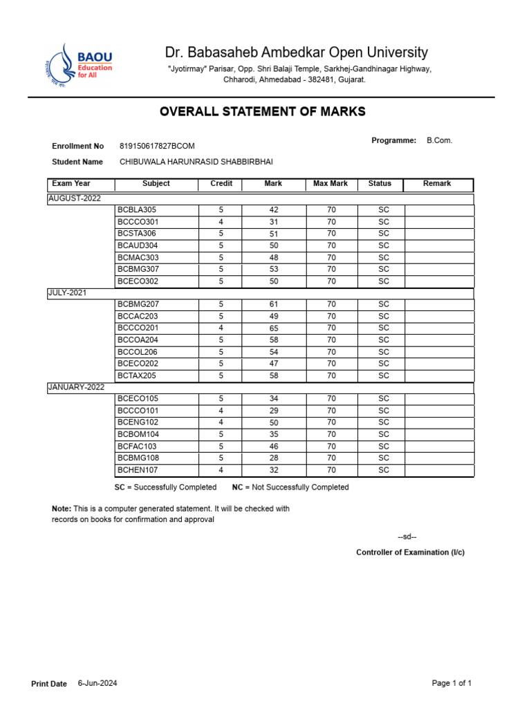 Report Statement (1) | PDF | Qualifications
