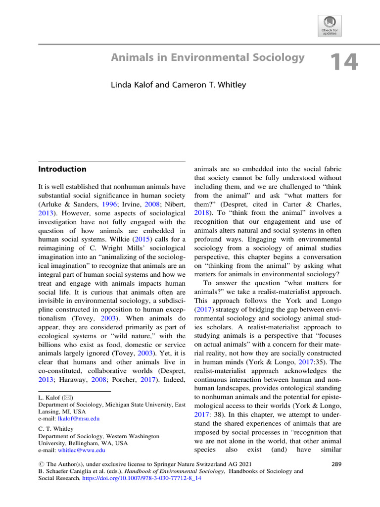 Animals in Environmental Sociology | PDF | Agriculture | Zoo