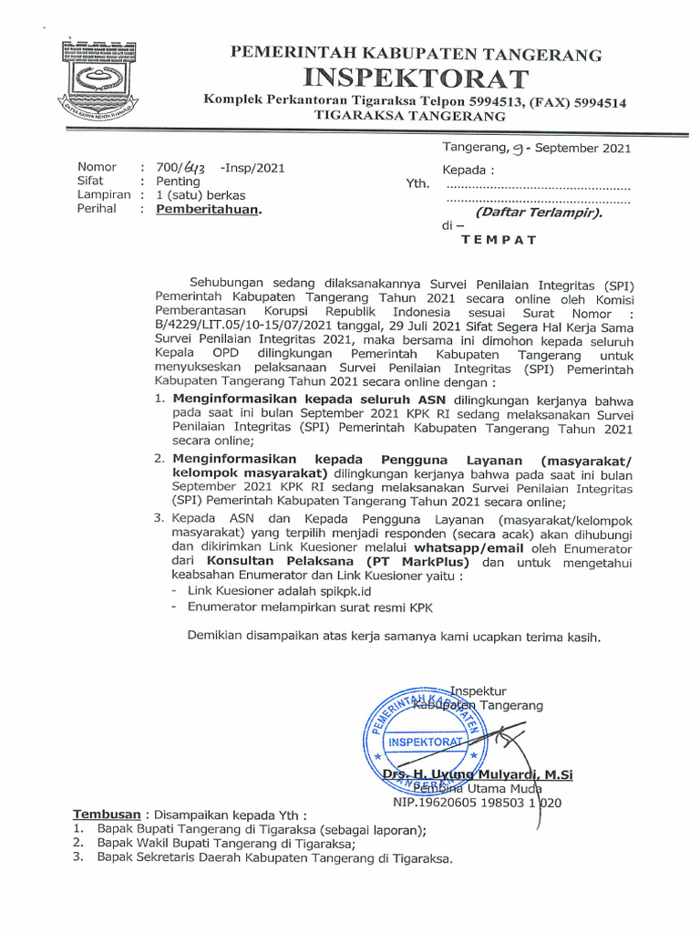 Pemberitahuan SPI Ok | PDF