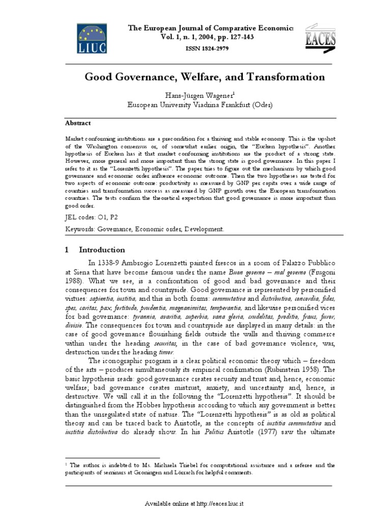 Good Governance, Welfare, and Transformation | PDF | Transition Economy ...