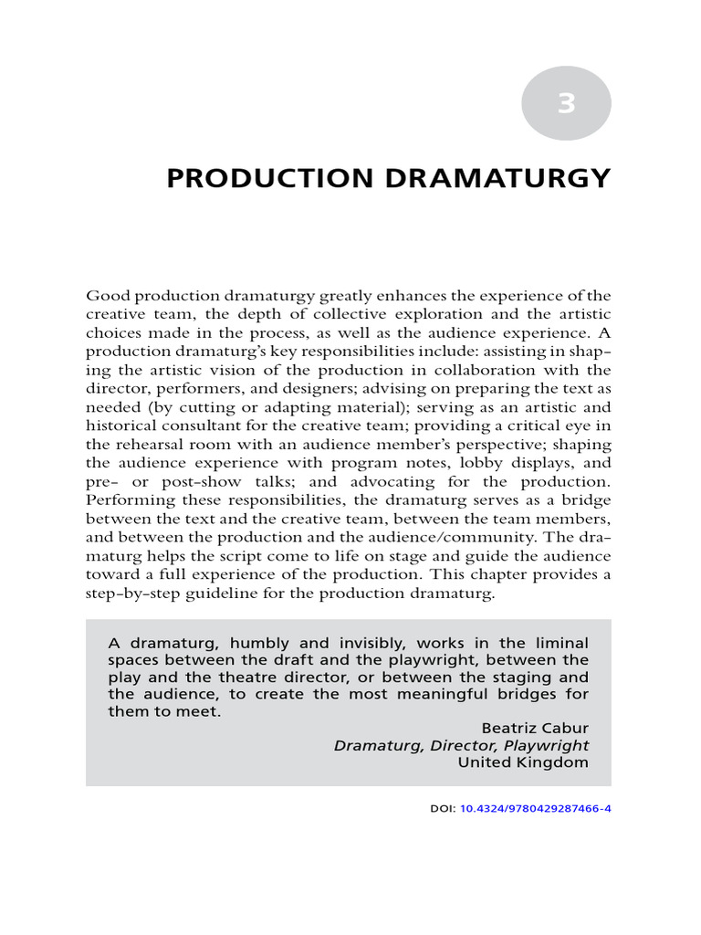 Dramaturgy The Basics - (3. Production Dramaturgy) | PDF | Playwright ...