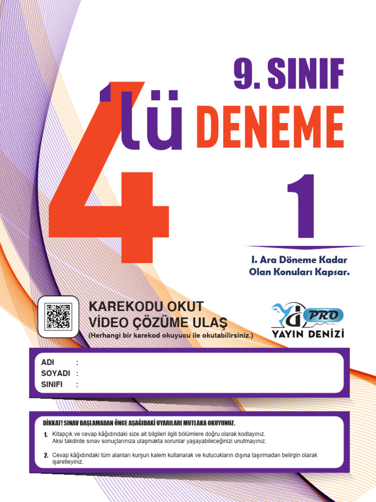 Sınıf 4lü Deneme - YAYINDENİZİ - Ornek | PDF