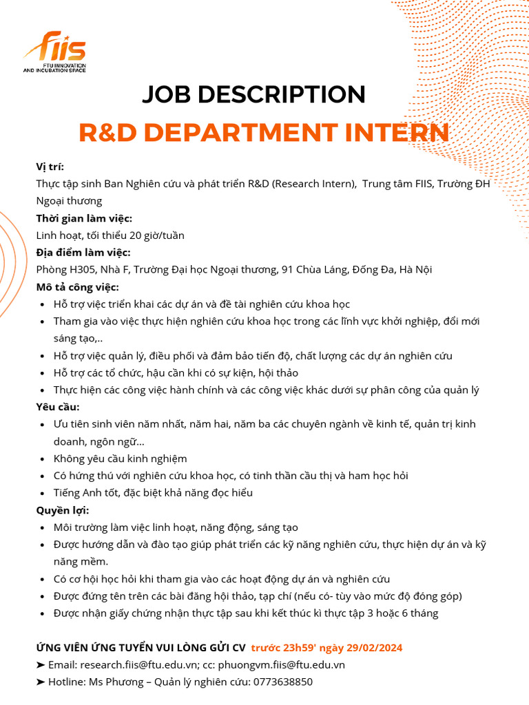 FIIS-Research Intern- Job Description | PDF