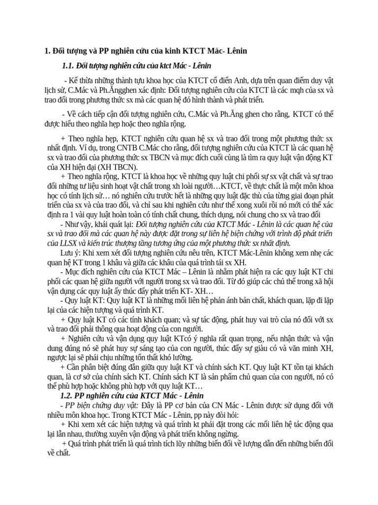 Ôn tập cuối kỳ KTCT | PDF