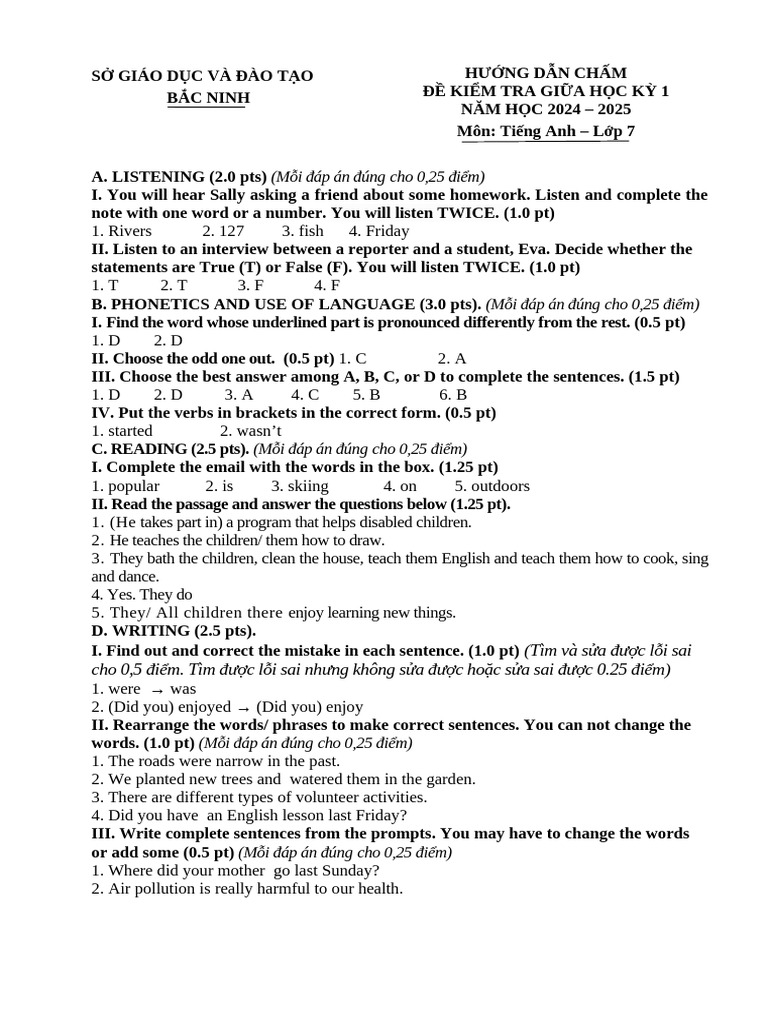 HDC Anh 7 GK1 2024-2025 | PDF | Linguistic Morphology | Language Mechanics