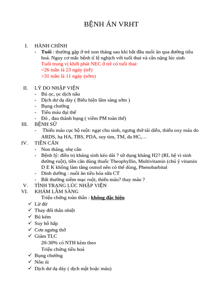BỆNH ÁN VRHT sua | PDF
