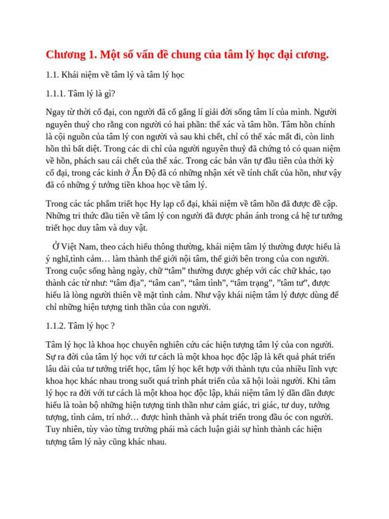 Chương 1 TLH Đ I Cương | PDF