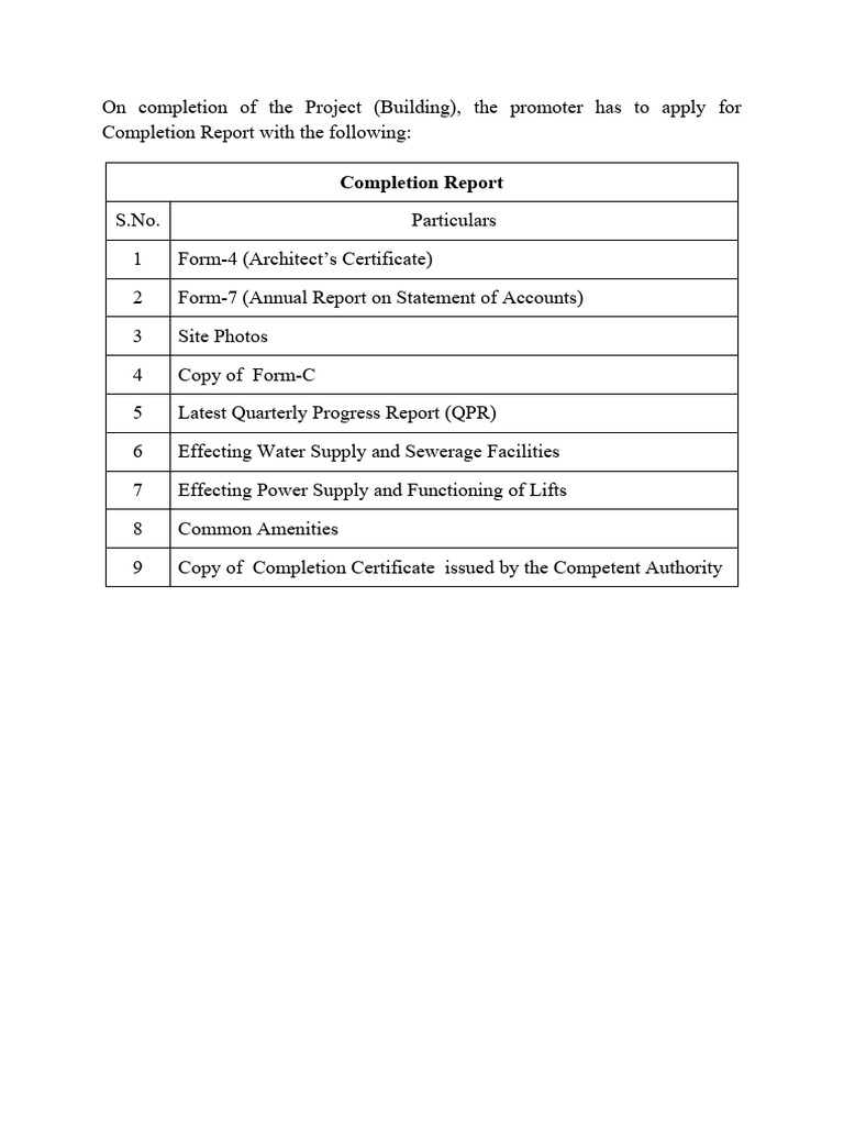 Project Completion Report Building | PDF