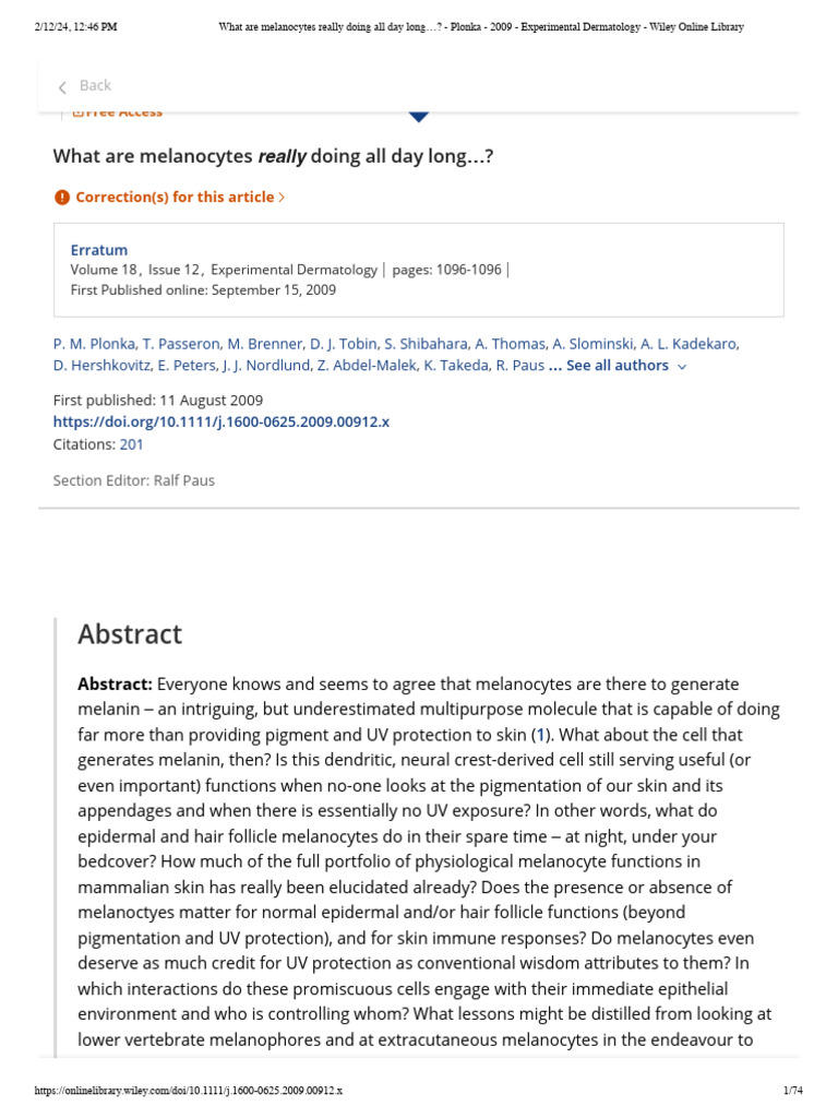 What are melanocytes really doing all day long…_ - Plonka - 2009 ...