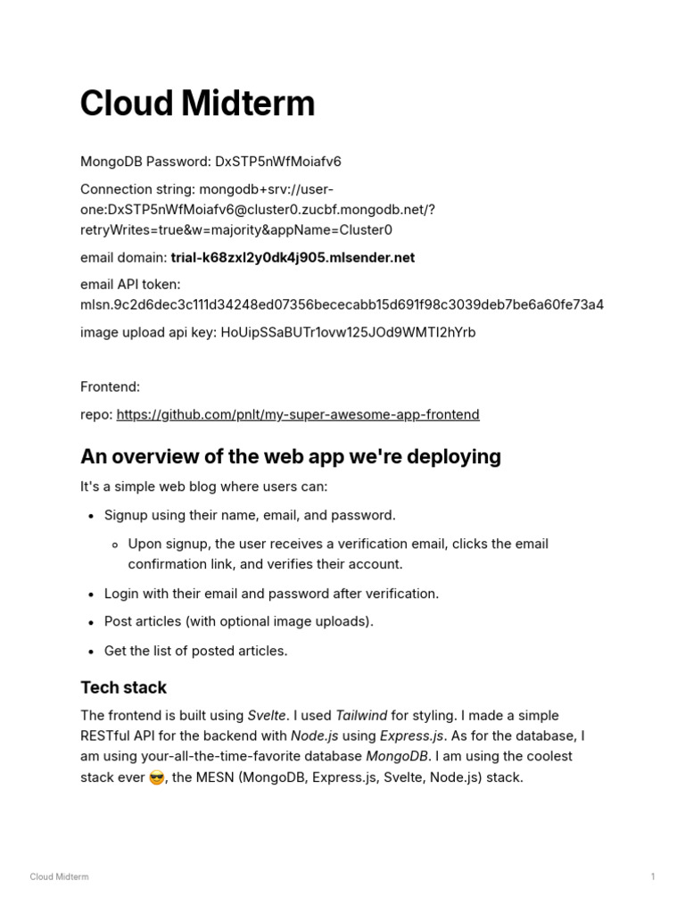 Cloud_Midterm | PDF | Password | Mongo Db