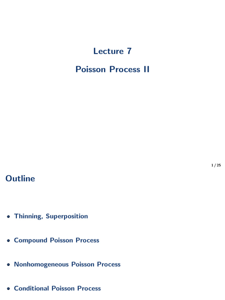 Lec7 Poisson ProcessII | PDF | Poisson Distribution | Teaching Mathematics