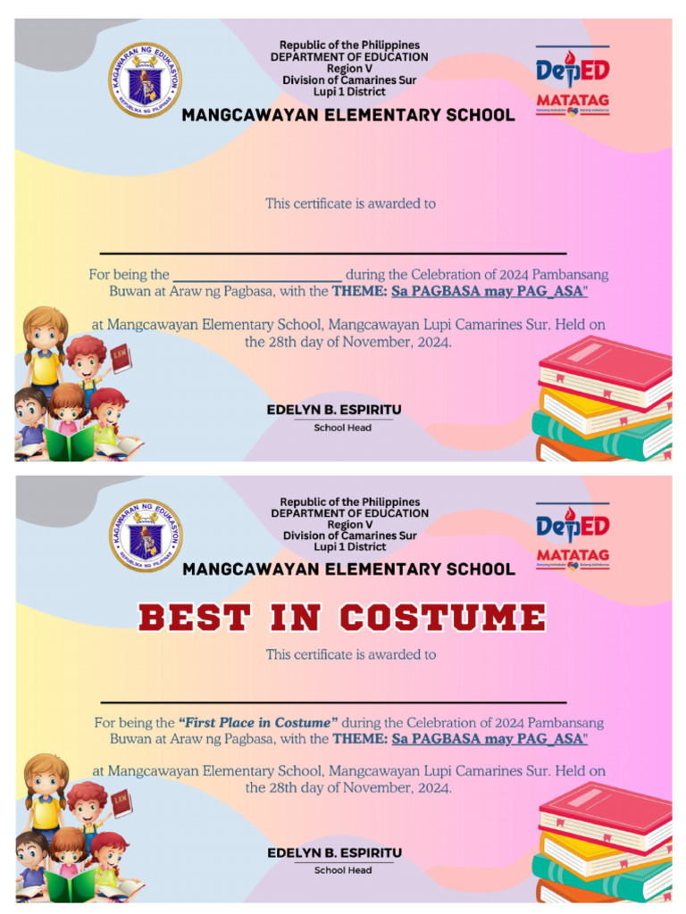 Certificate Buwan NG Pagbasa | PDF