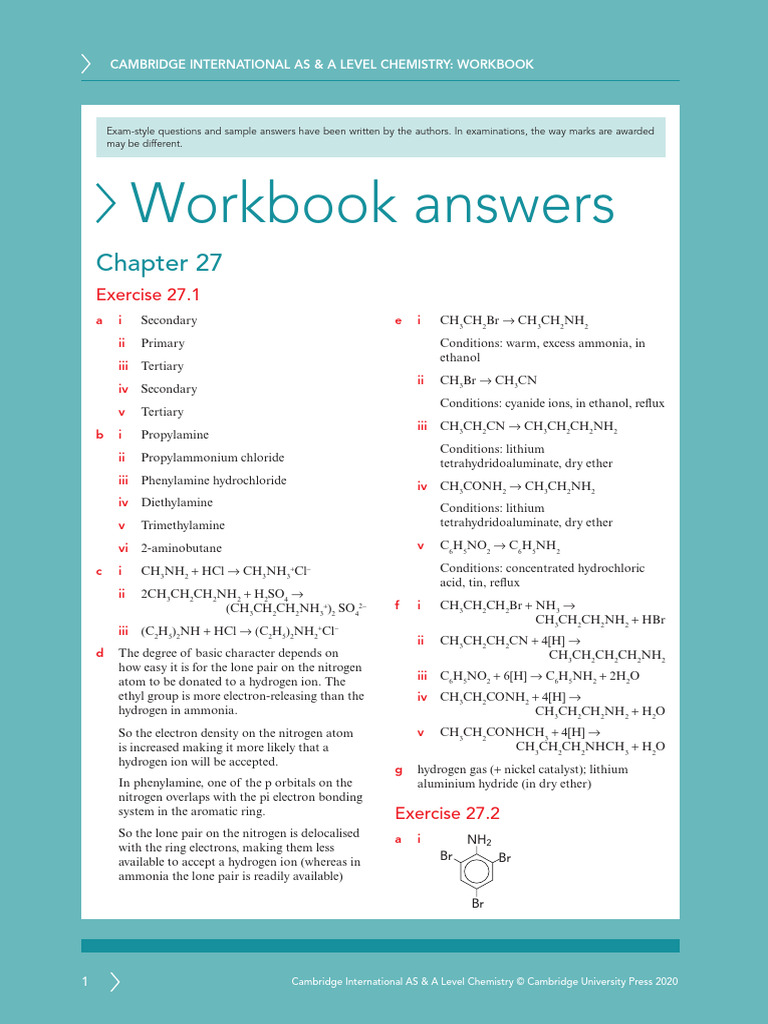 ch27 Answers Asal Chem WB | PDF | Amine | Acid