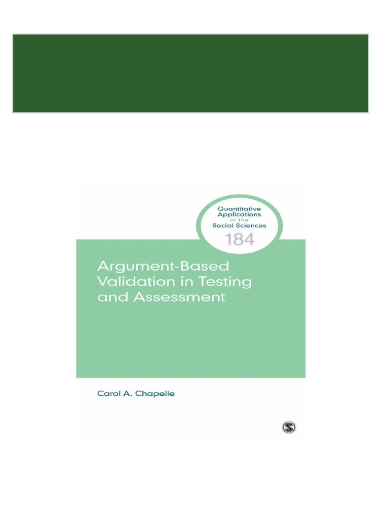 Argument Based Validation In Testing And Assessment Quantitative