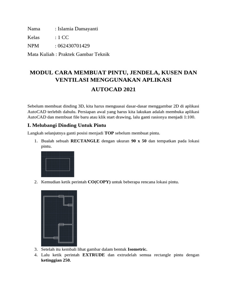 Panduan Membuat Pintu dan Jendela AutoCAD | PDF