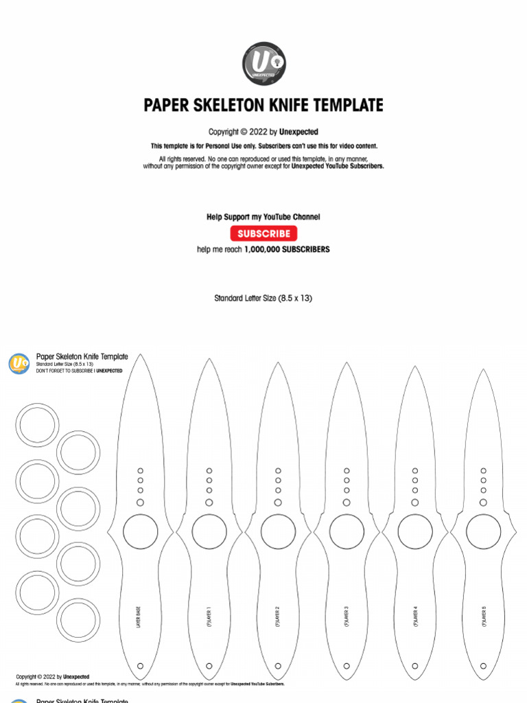 Paper (P) Skeleton Knife Template | PDF