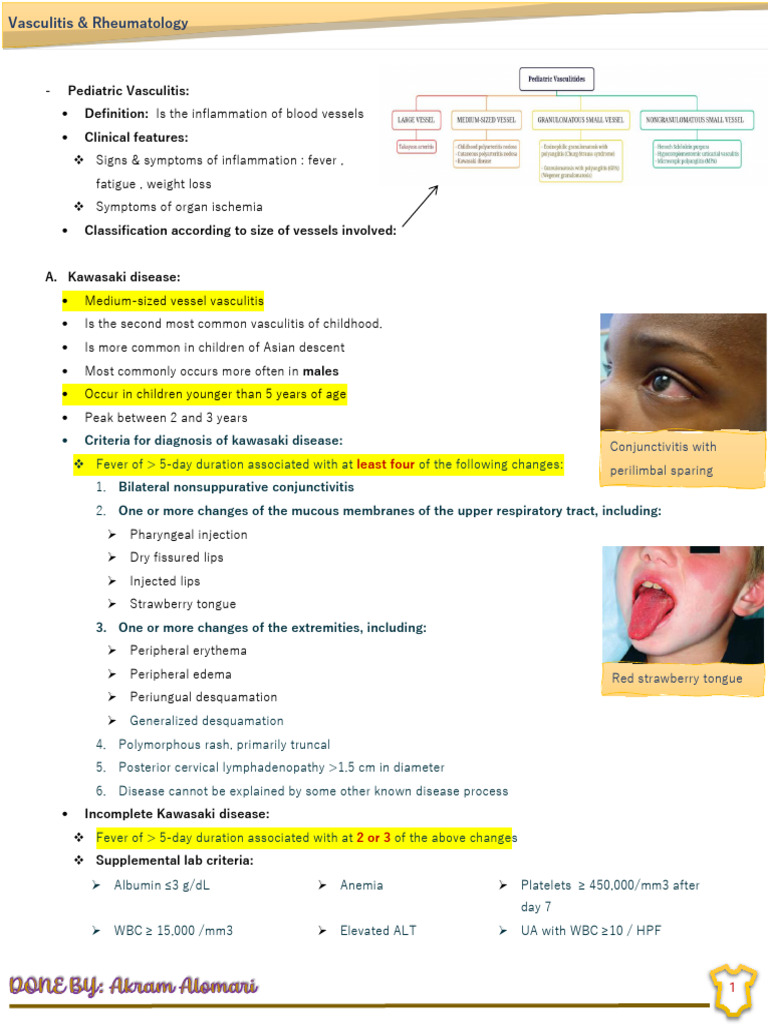 Pediatric - Vasculitis & Rheumatology | PDF | Causes Of Death | Medicine