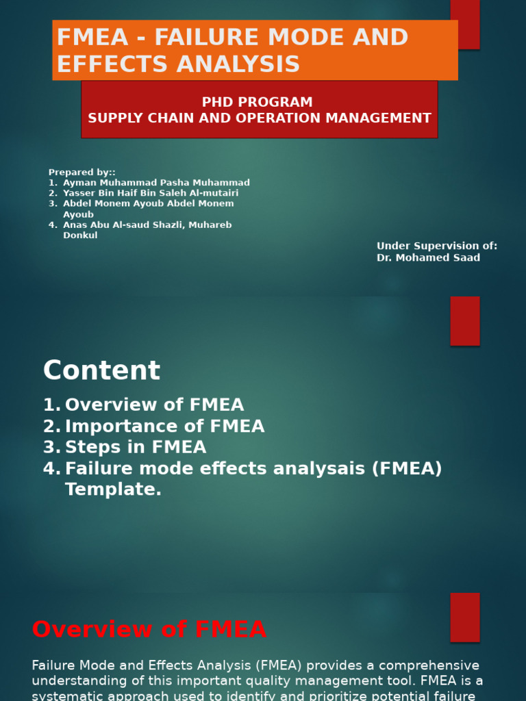 Fmea - Failure Mode and Effects Analysis[2] | PDF | Risk Management | Risk