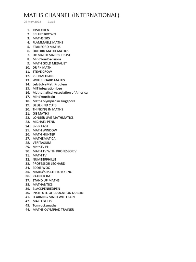 Maths Channel (International) | PDF