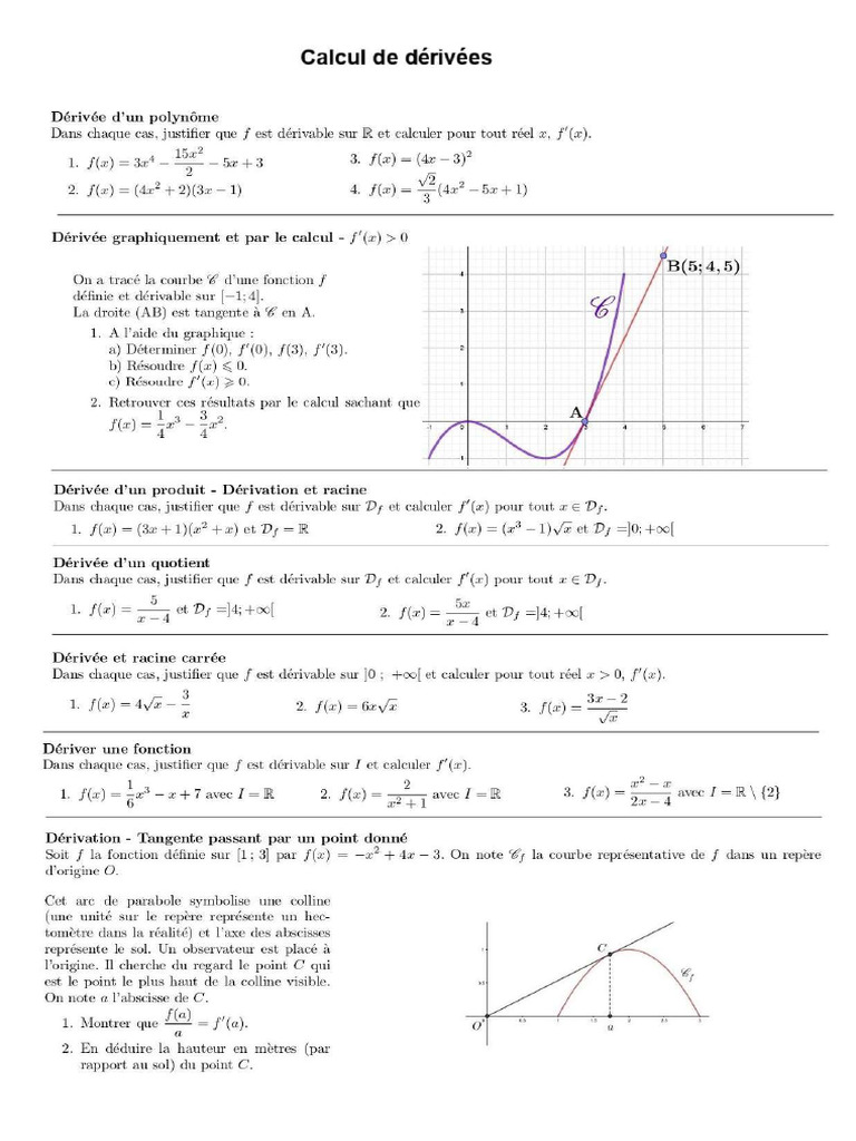 Dérivation-Exercices | PDF