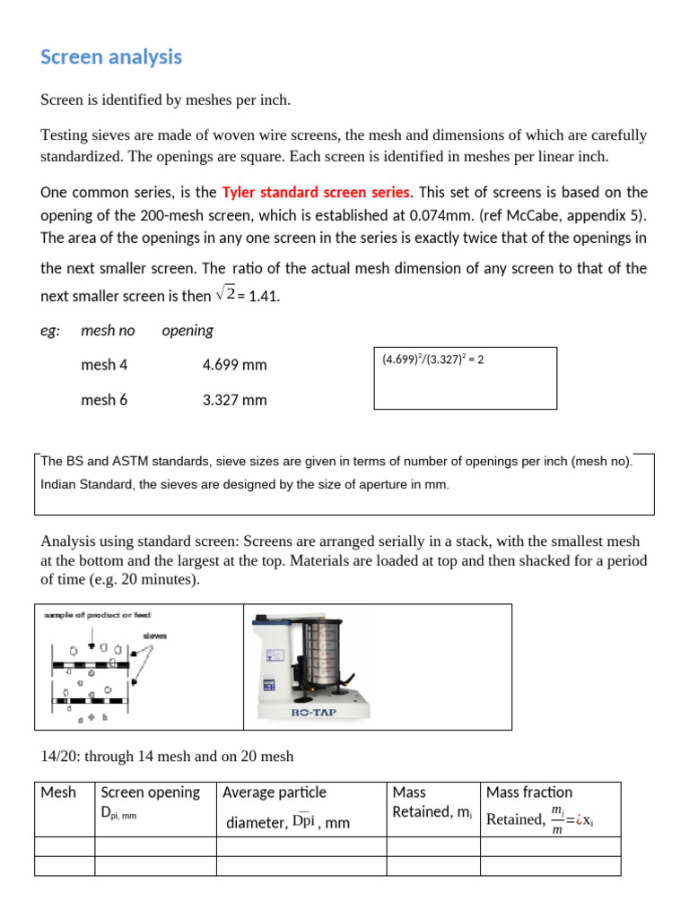 Lec-3,4 (Screen Analysis and Crushing Laws) | PDF | Metrology ...
